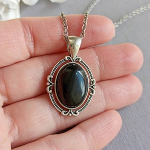 Obsidian Necklace, Obsidian Pendant, Gemstone Jewelry, Black Stone ...