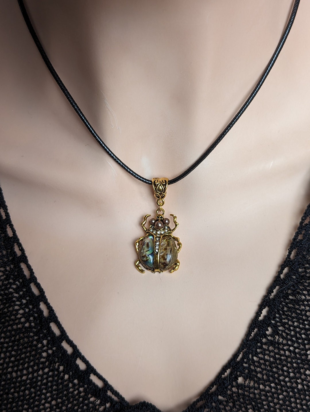 Gothic Scarab Beetle Necklace: Art Nouveau Skull Choker, Whimsigothic ...