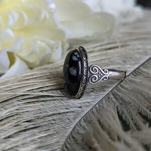Snowflake Obsidian Ring Obsidian Ring 925 Sterling Silver - Etsy