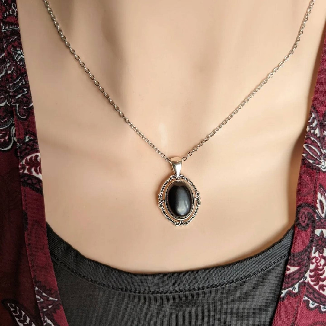 Obsidian Necklace, Obsidian Pendant, Gemstone Jewelry, Black Stone ...