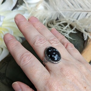 Snowflake Obsidian Ring Obsidian Ring 925 Sterling Silver - Etsy