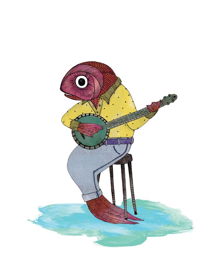 Fish and Banjo Music 8x10 Art Print - Etsy