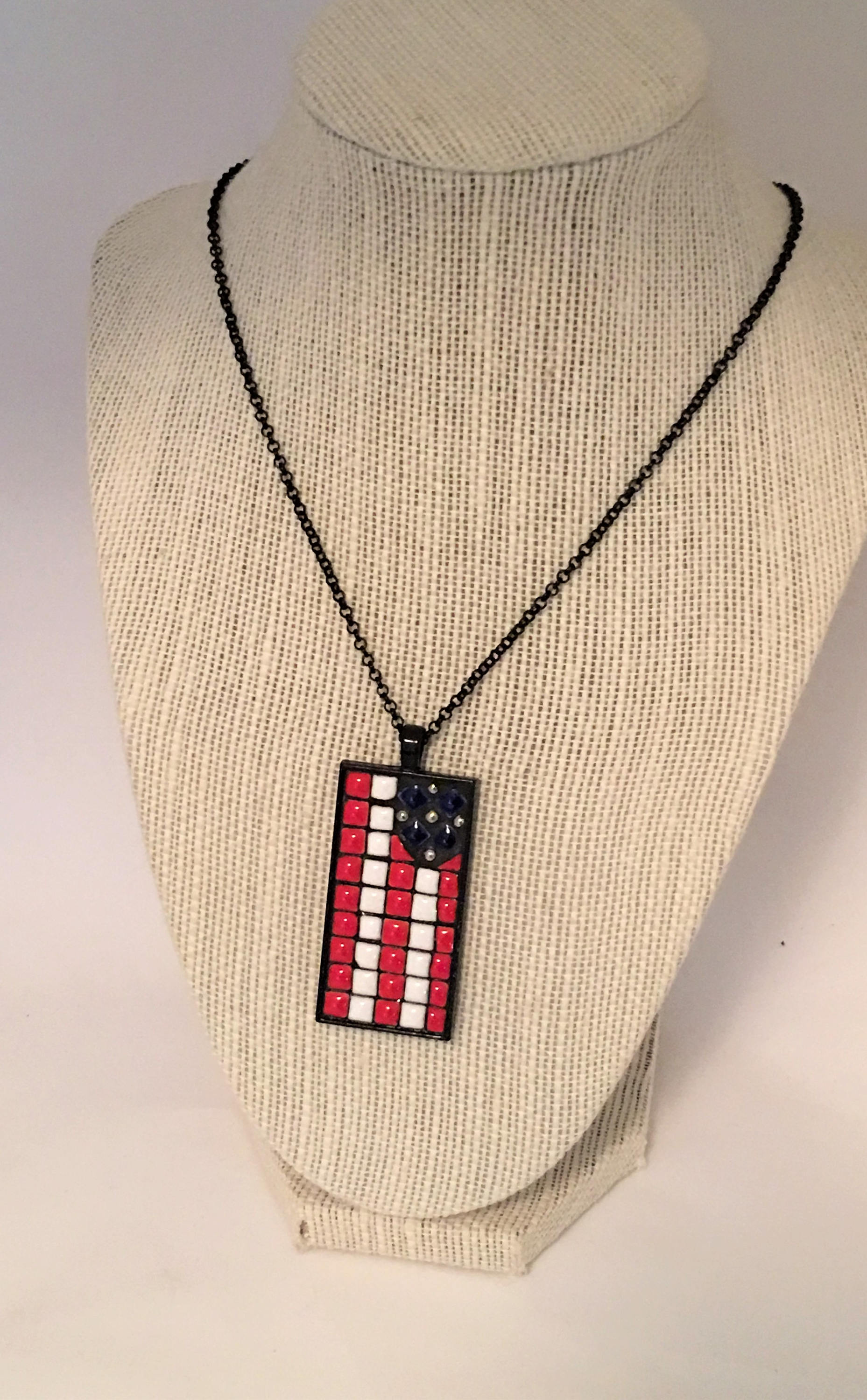American Flag Necklace Mosaic Flag Necklace Patriotic Necklace ...