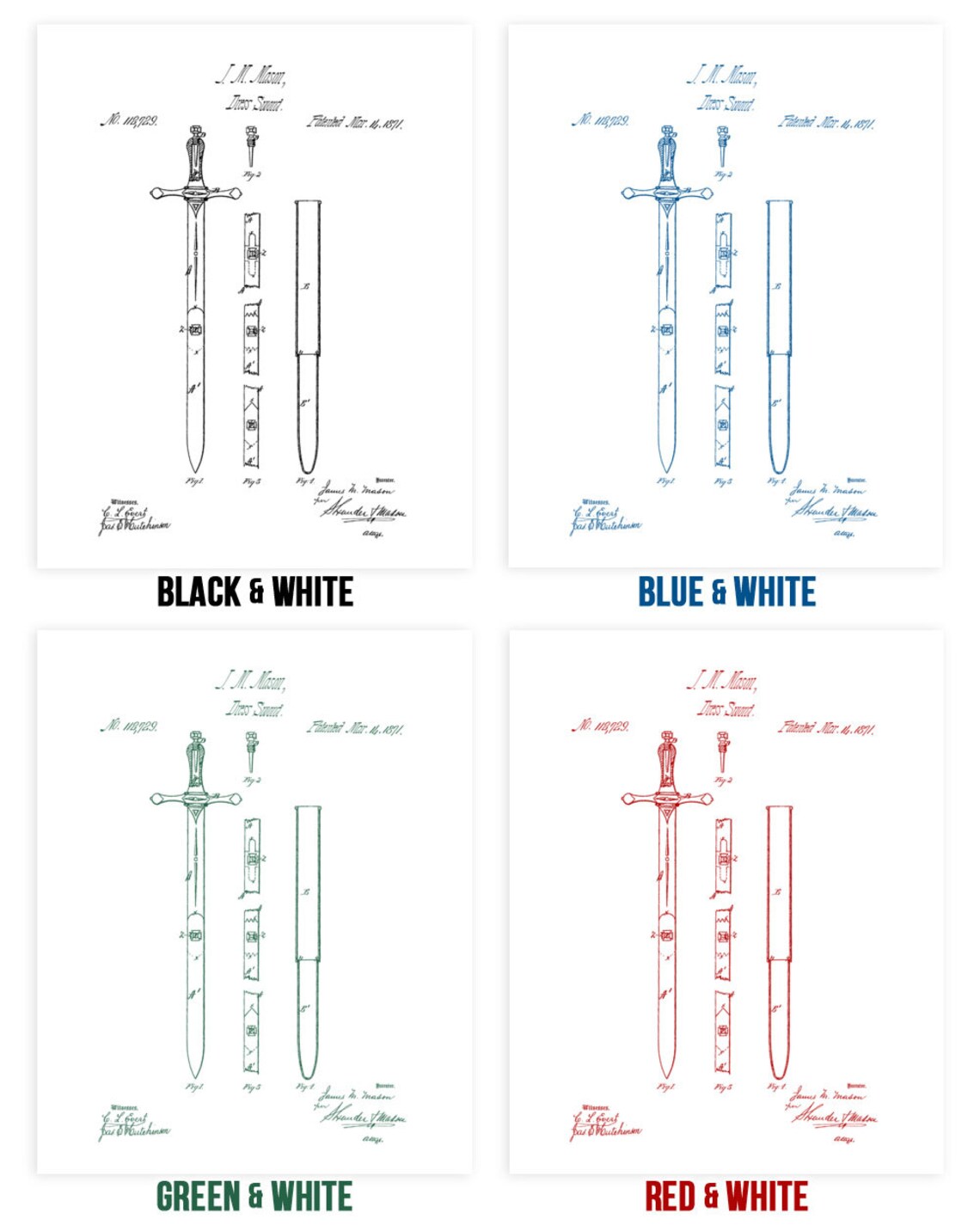 Dress Sword Poster Print Medieval Art Sword Blueprint - Etsy