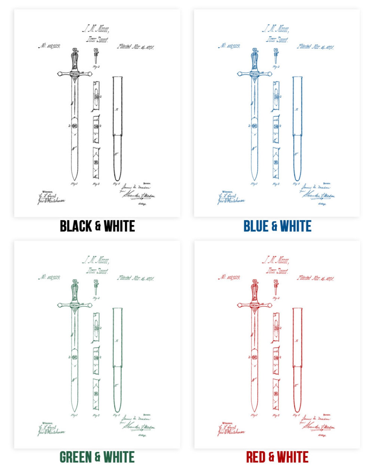 Dress Sword Poster Print Medieval Art Sword Blueprint - Etsy