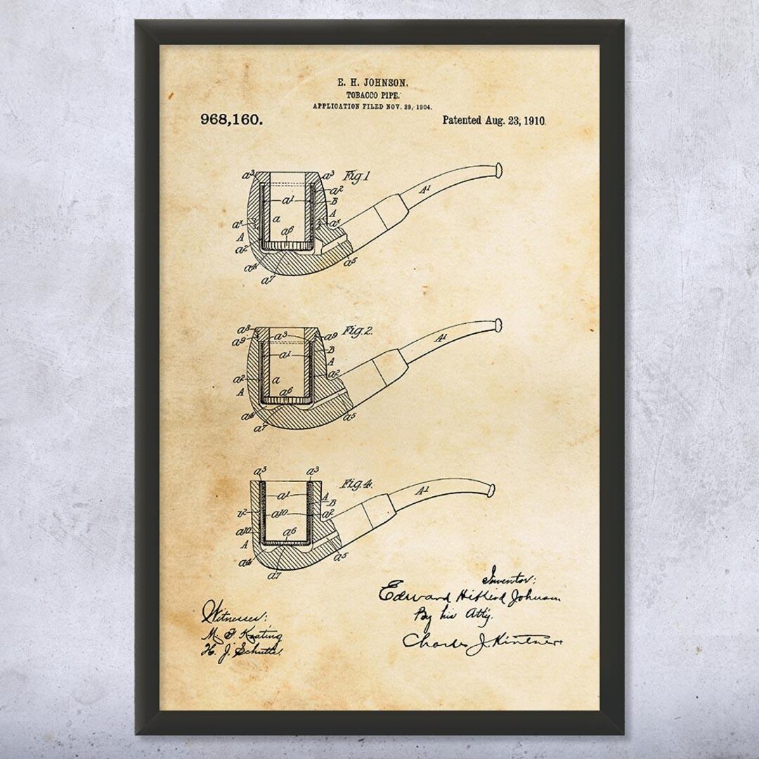 Tobacco Pipe Patent Wall Art | Poster, Canvas or Framed | Tobacco ...