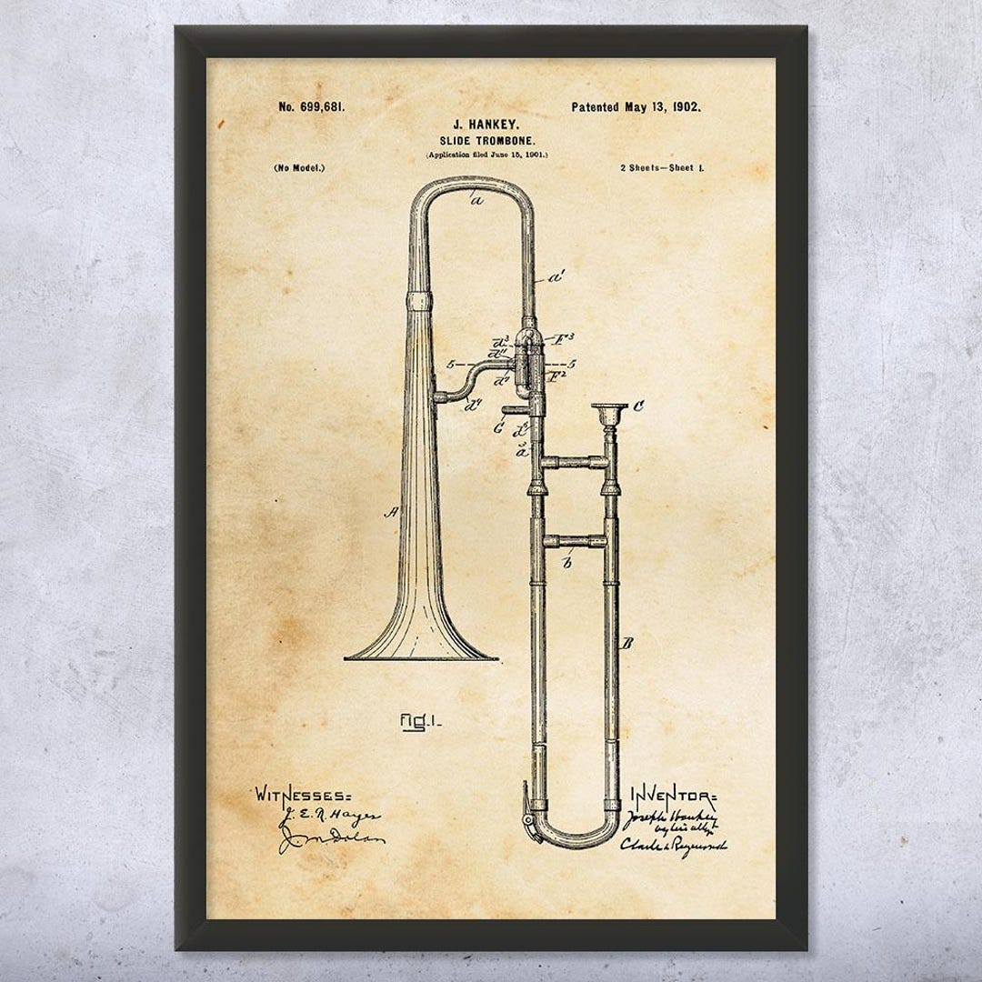 Slide Trombone Patent Art Print: Music Wall Art, Classroom Decor - Etsy