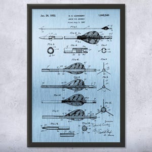 Arrow Patent Wall Art Poster, Canvas or Framed Archery Gifts, Man Cave ...