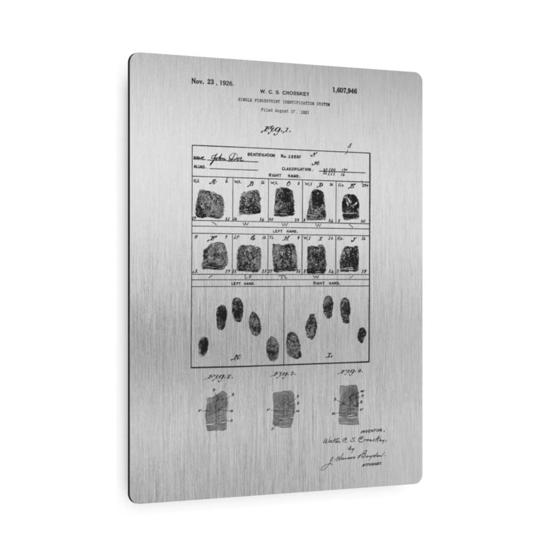 Fingerprint Card Patent Metal Print, Detective Gift, DMV Decor ...