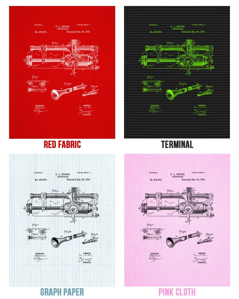 Thomas Edison Phonograph Poster Print Music Studio Art Audio | Etsy