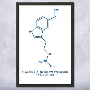 Melatonin Molecule Wall Art | Poster, Canvas or Framed | Neurochemistry ...