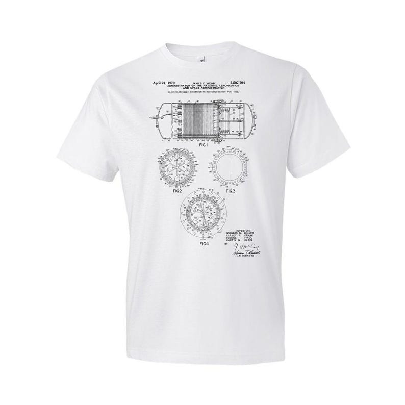 Hydrogen Fuel Cell Patent T-shirt: Engineering Gifts, NASA Blueprint - Etsy