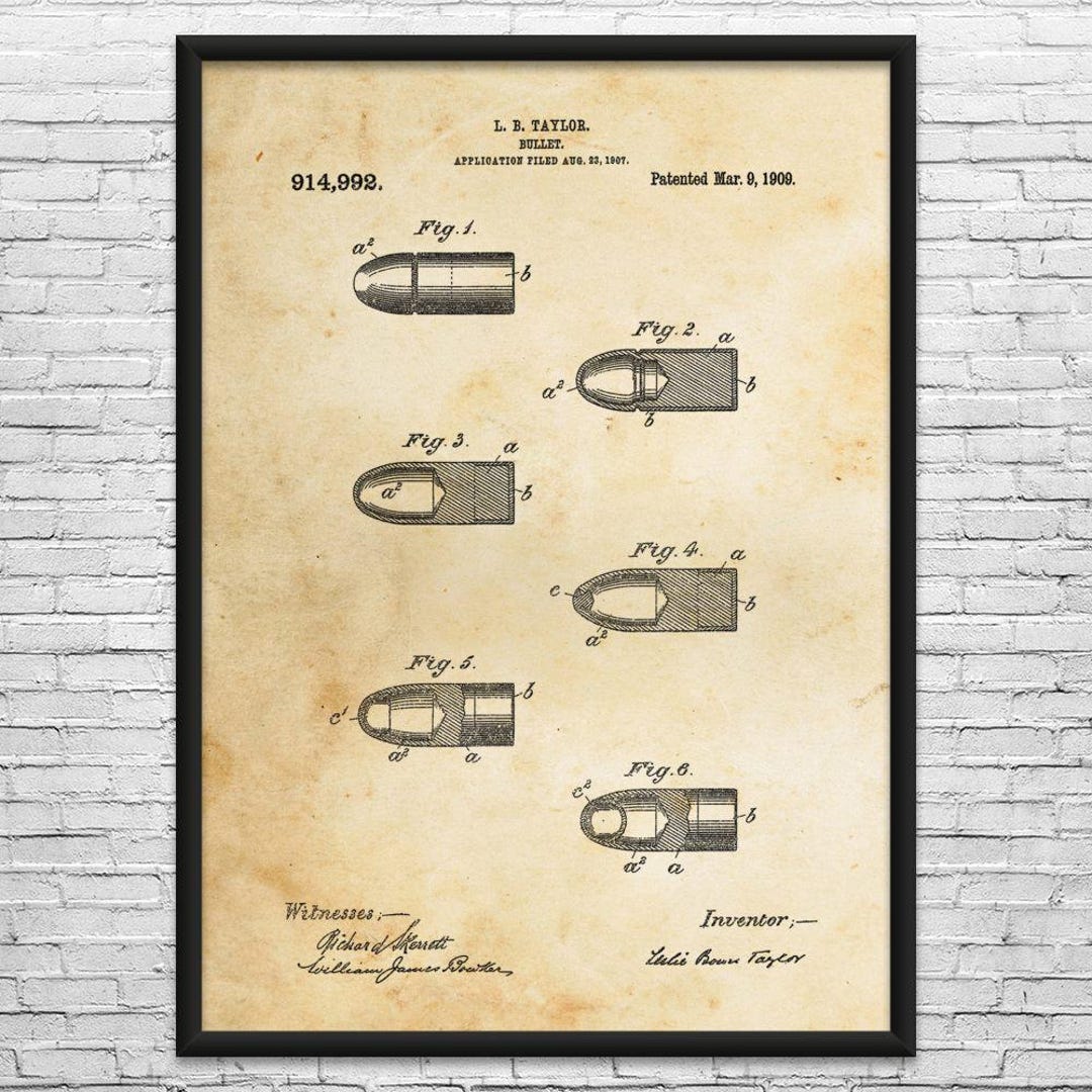 Bullet Patent Art Print: Gun Club Decor, Ballistics Analyst - Etsy
