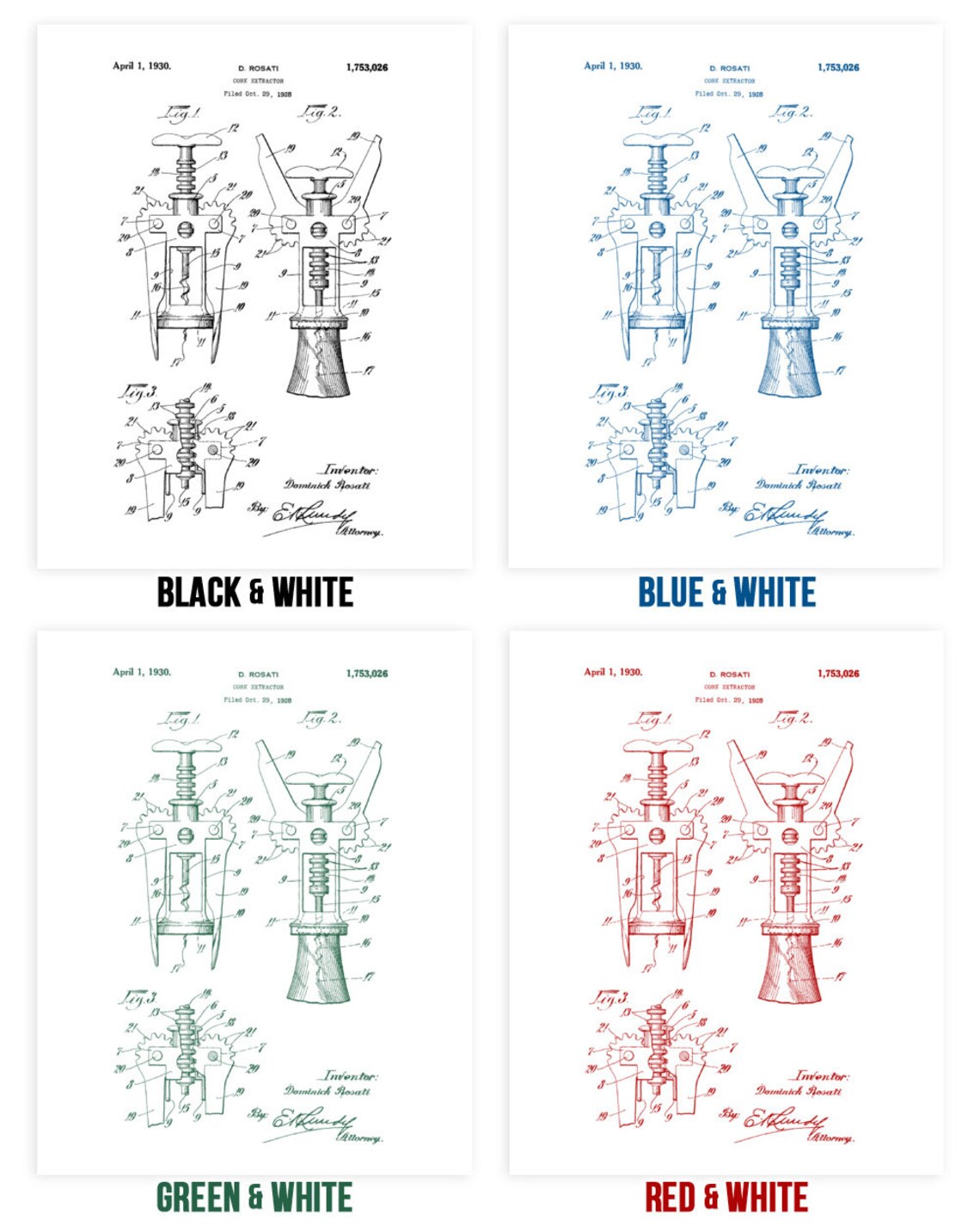 Wine Bottle Corkscrew Poster Print Restaurant Art Bartender | Etsy