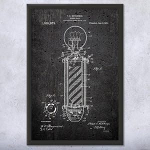 Barber Pole Patent Wall Art | Poster, Canvas or Framed | Barber Shop ...