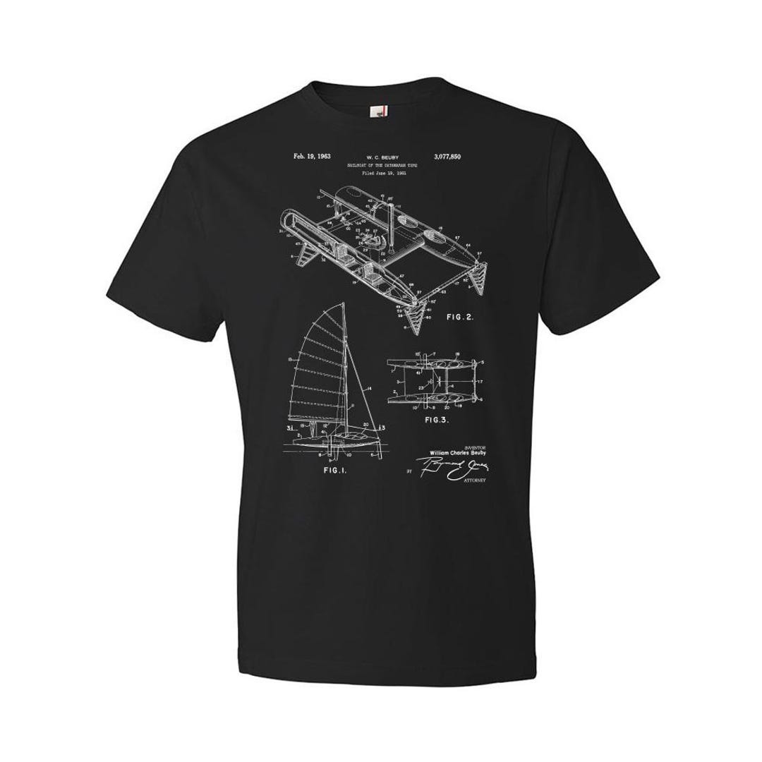 Catamaran Patent Shirt, Boating Gift, Sailing Shirt, Nautical Gift ...