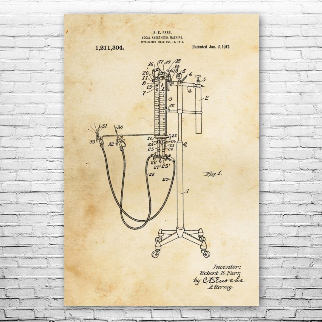 Anesthesia Machine Poster Print, Med School Art, Surgeon Gift, Doctors ...