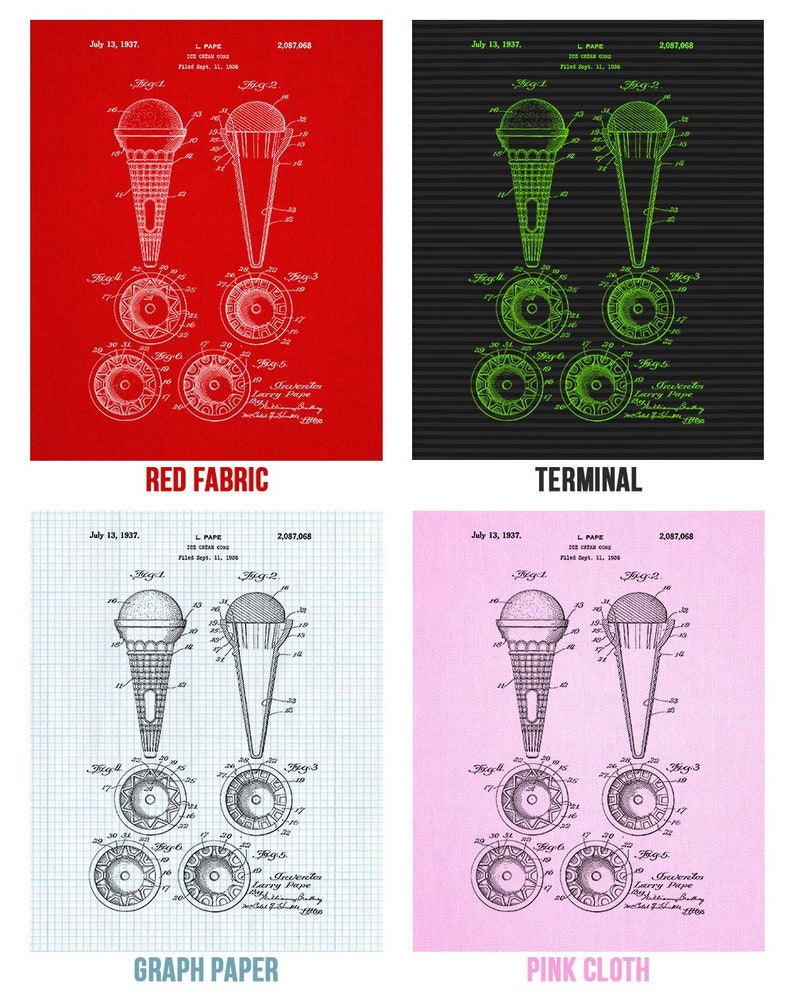 Ice Cream Cone Poster Print Restaurant Decor Kitchen Wall | Etsy