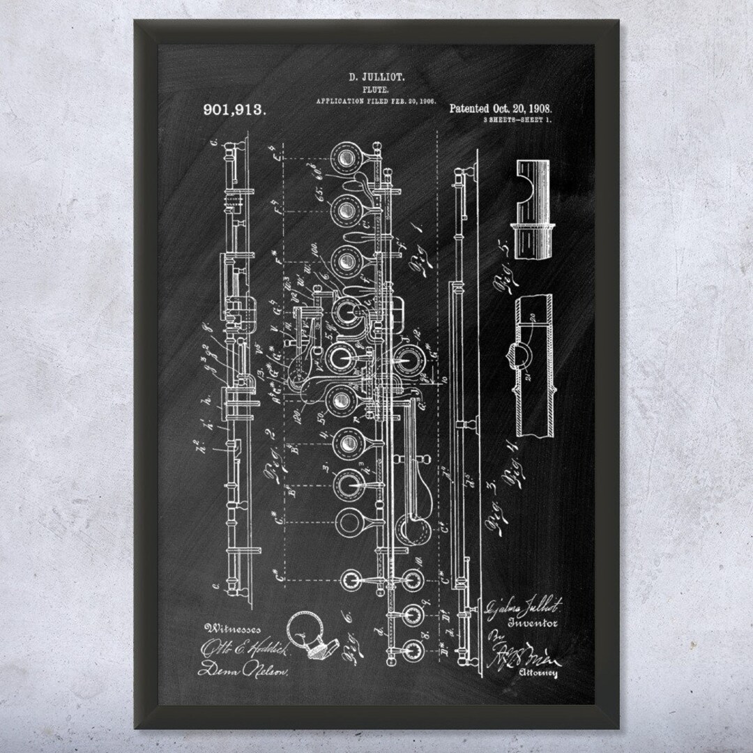 Framed Flute Wall Art Print, Music Class Decor, Flutist Gift, Classical ...