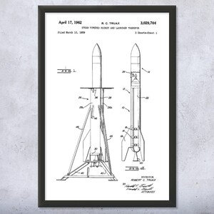 Framed Steam Powered Rocket Wall Art Print, Science Teacher Gift, Space ...