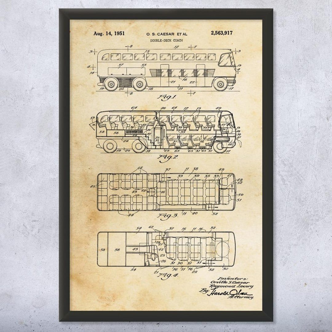 Double Decker Bus Patent Wall Art | Poster, Canvas or Framed | Public ...