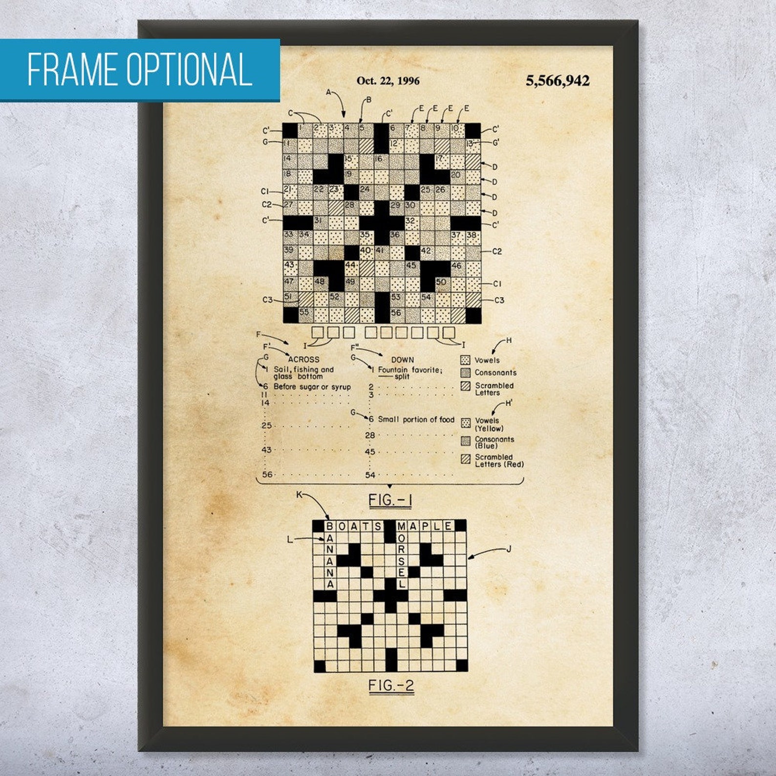 Crossword Puzzle Poster Print Word Game Art Crossword Decor | Etsy