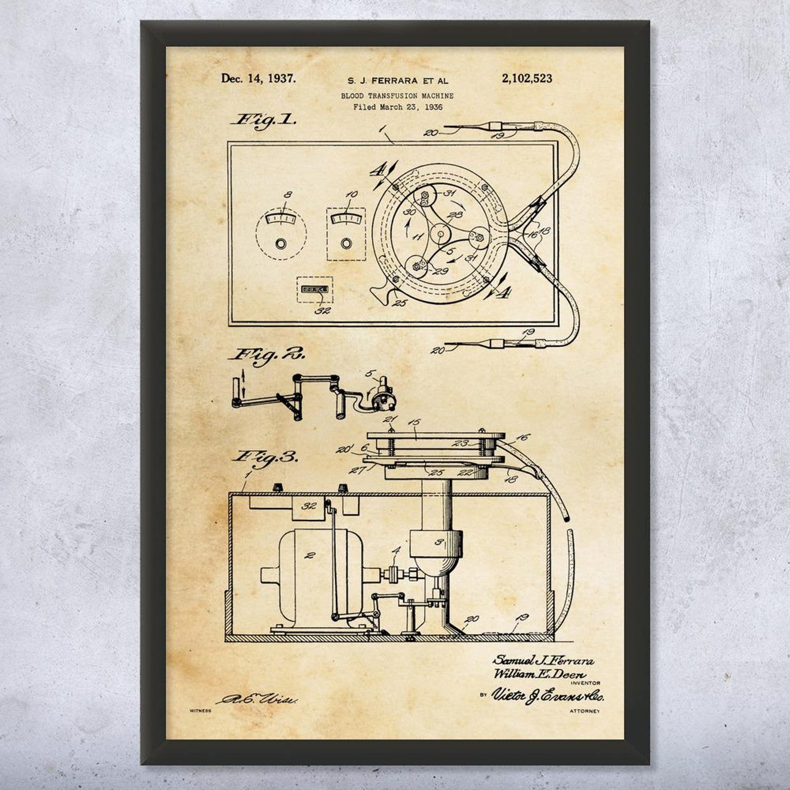 Blood Transfusion Patent Wall Art | Poster, Canvas or Framed ...