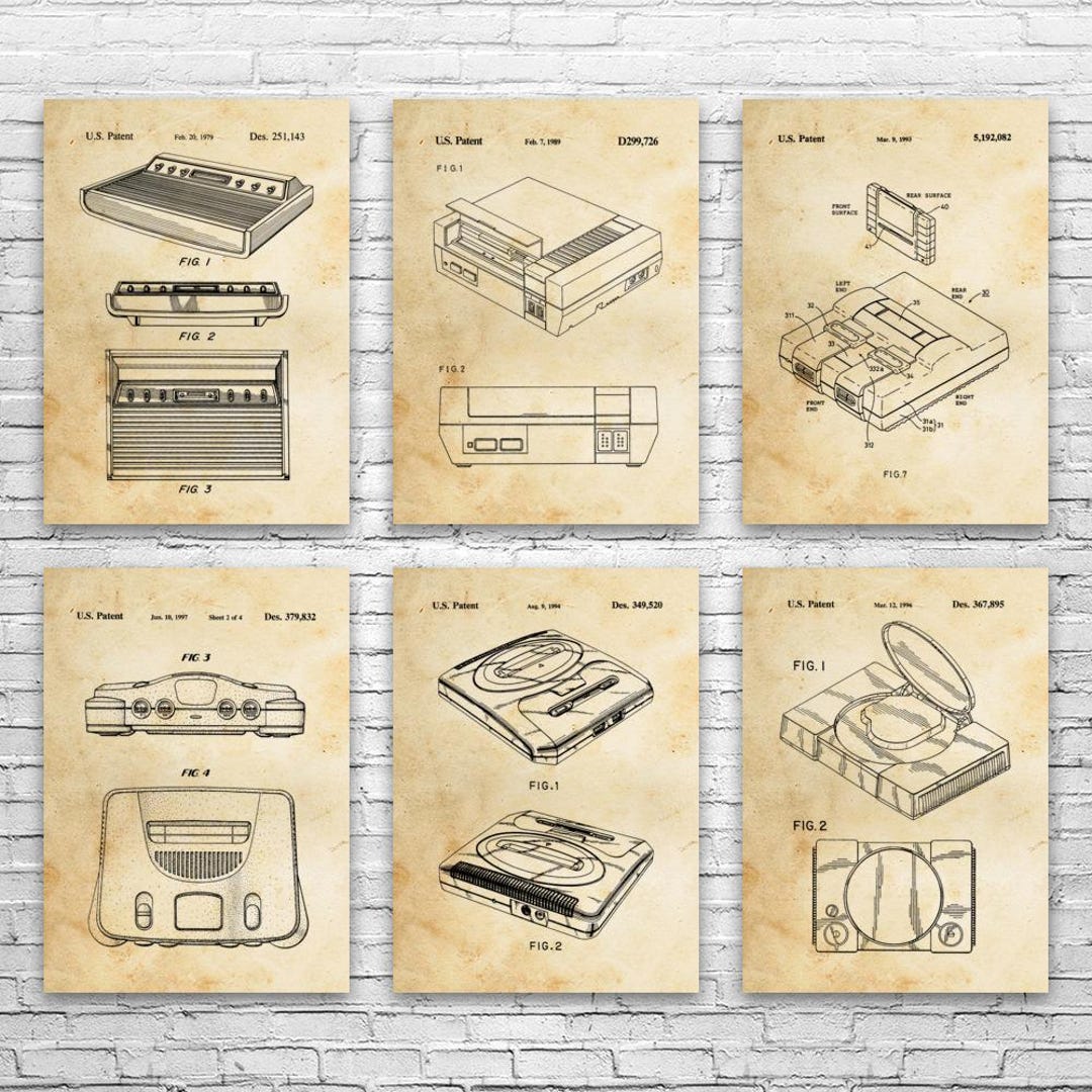 Game Console Patent Wall Art Set of 6: Arcade Wall Art, Gamer Gift - Etsy