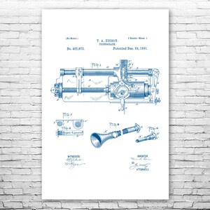 Thomas Edison Phonograph Poster Print, Music Studio Art, Audio Tech ...