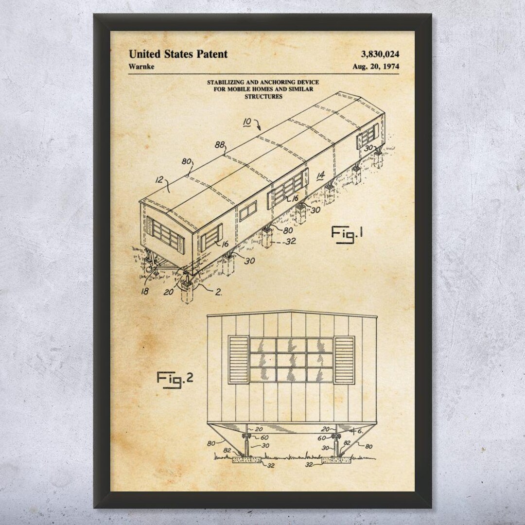 Mobile Home Stabilizer Patent Wall Art | Poster, Canvas or Framed ...