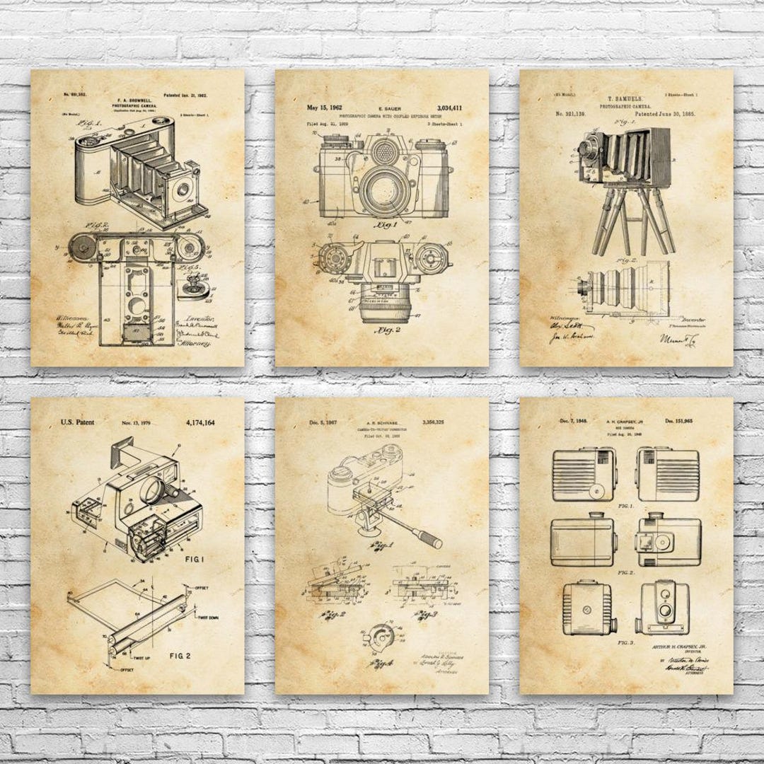 Camera Patent Posters Set of 6, Camera Decor, Photographer Gift, Camera ...