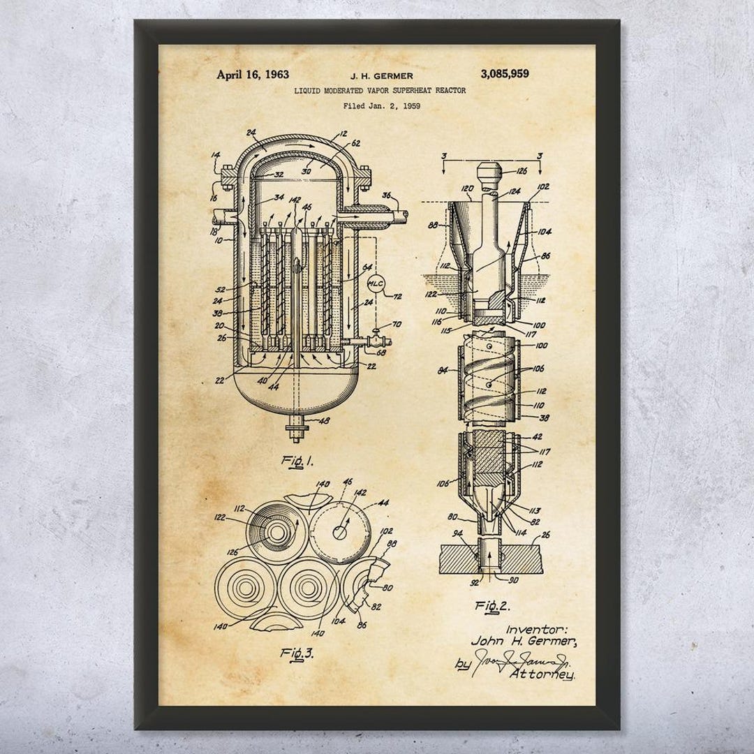 Liquid Moderated Nuclear Reactor Patent Art Print: Power Technician ...
