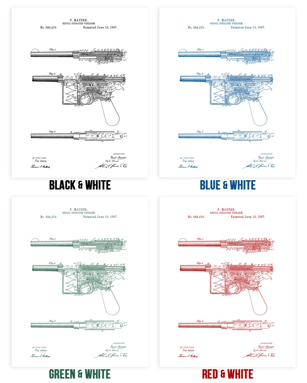 Mauser C96 Pistol Poster Print Vintage Handgun Gun Collector | Etsy