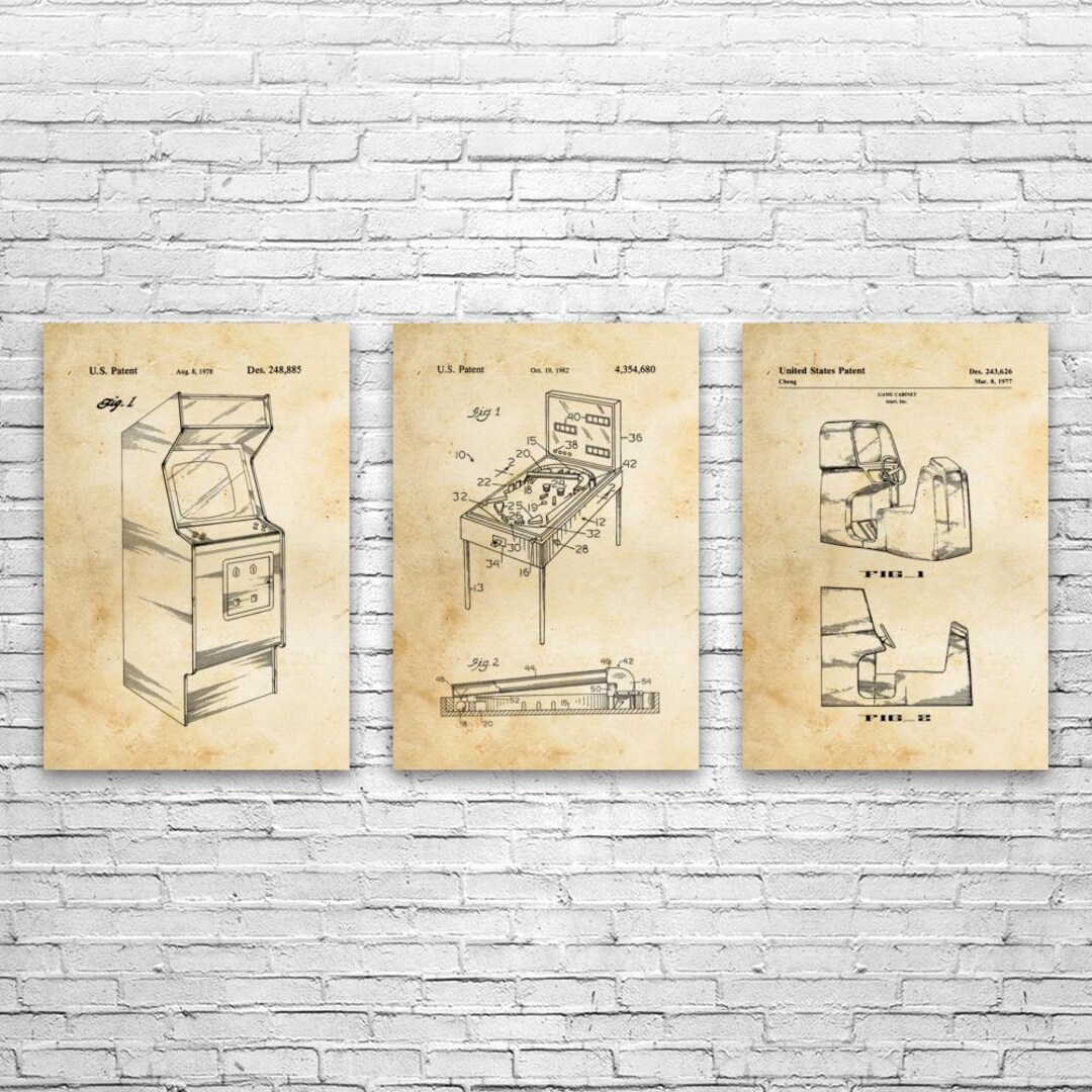 Arcade Patent Wall Art Set of 3: Arcade Blueprint, Gamer Gifts - Etsy