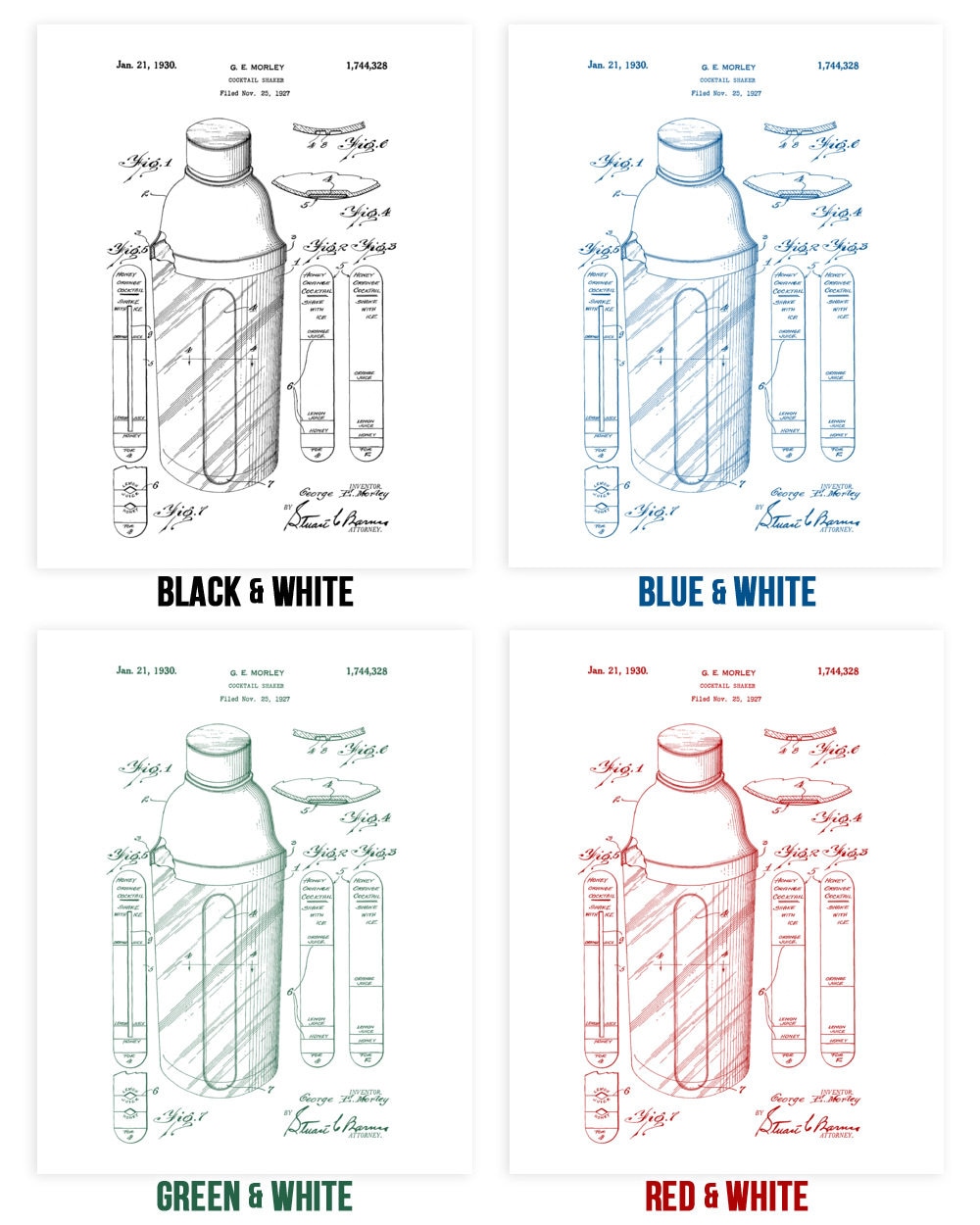 Cocktail Shaker Drink Mixer Poster Print Home Bar Decor | Etsy