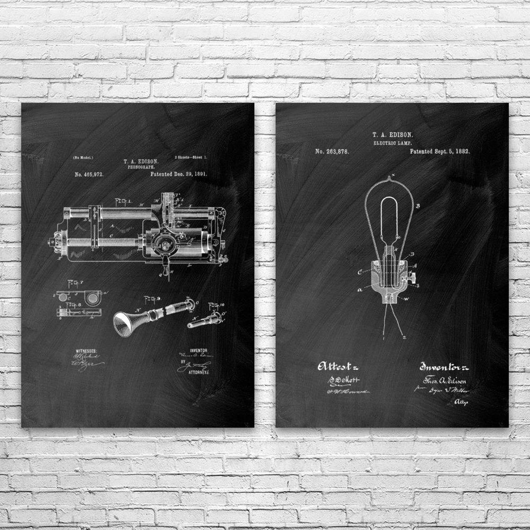 Thomas Edison Inventions Posters Set of 2 Music Studio Art - Etsy