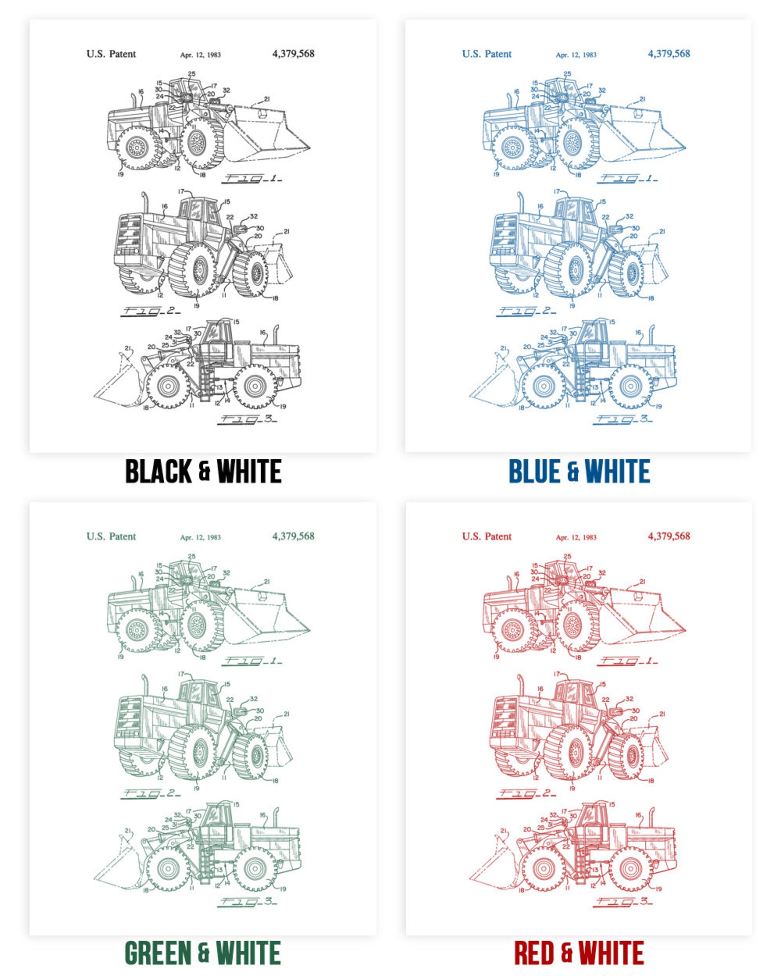 Heavy Machinery Posters Set of 4 Carpenter Gift Construction - Etsy