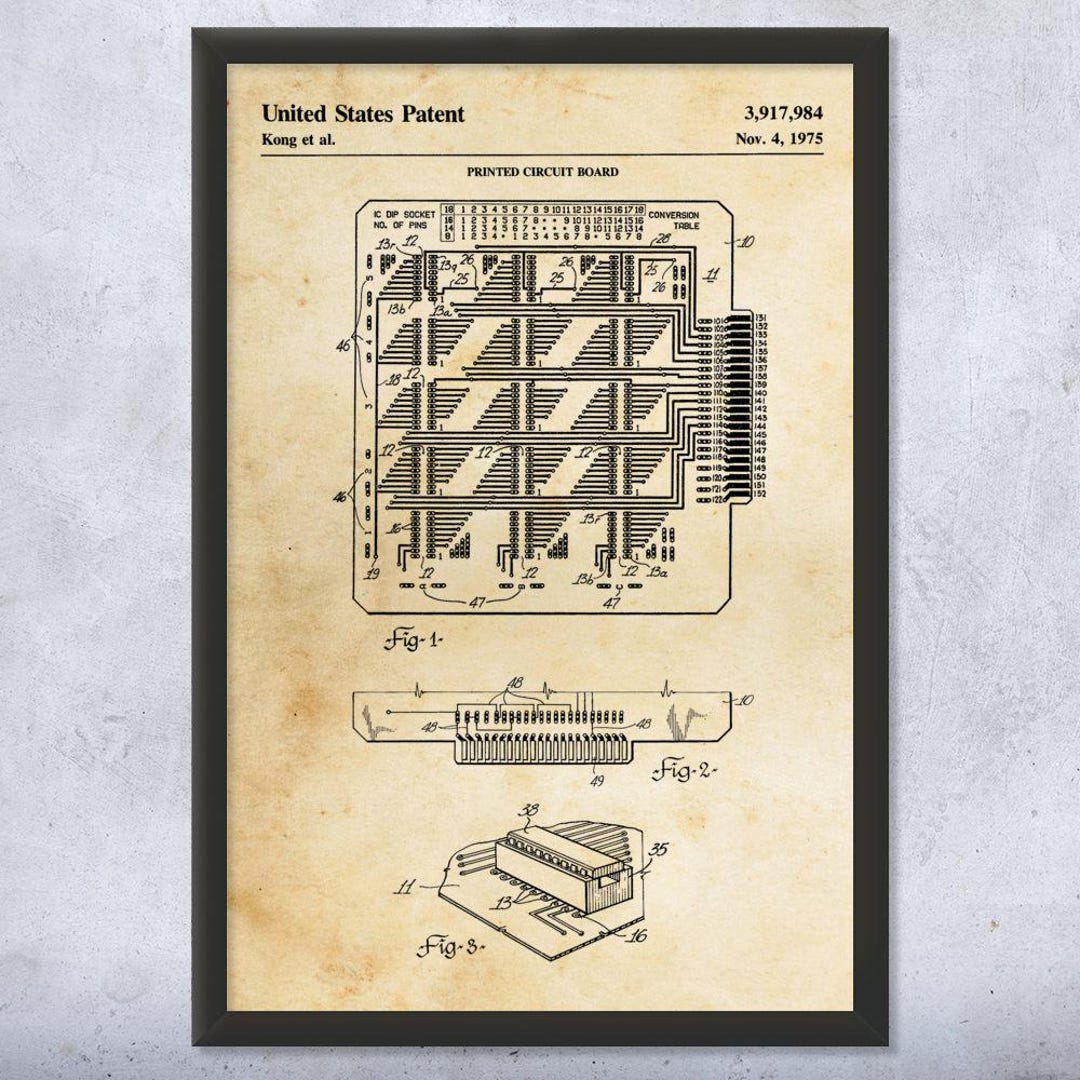 Circuit Board Patent Wall Art | Poster, Canvas or Framed | Computer Decor, IT Tech Gift ...