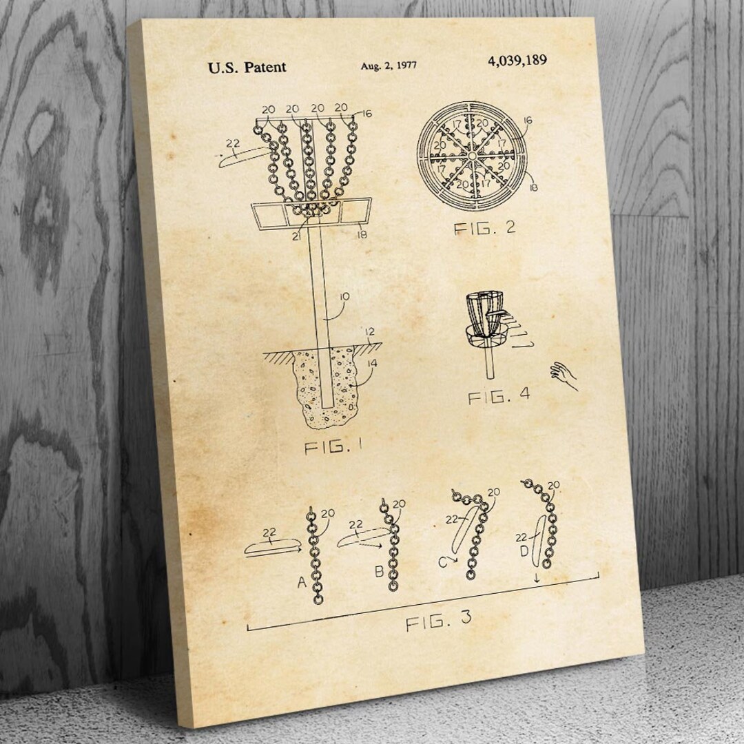 Disc Golf Goal Patent Canvas Print, Disc Golf Art, Garage Decor, Gifts ...