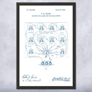 Fire Alarm System Patent Art Print: Bell Hanger Gift, Alarm Installer ...