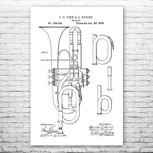 Cornet Poster Print, Jazz Fan Gift, Cornet Wall Art, Cornet Player Gift ...