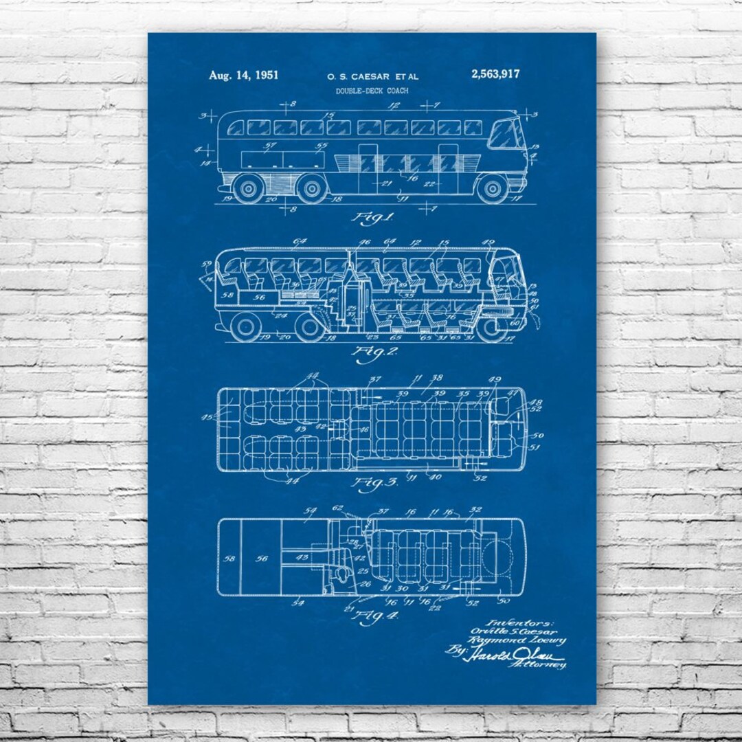Double Decker Bus Poster Print Bus Driver Gifts Automotive - Etsy