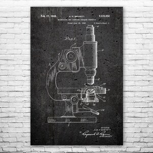 Microscope Poster Print, Microbiologist Gift, Science Decor, Microscope ...