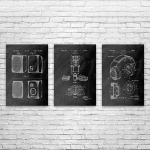 Music Recording Studio Posters Set of 3, Audio Gifts, Music Wall Art ...