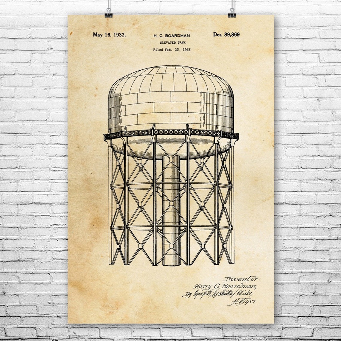 Water Supply Tank Poster Print Water Technician City Worker | Etsy