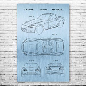 S2000 Poster Print, Roadster Art Print, Car Blueprint, Racing Wall Art ...