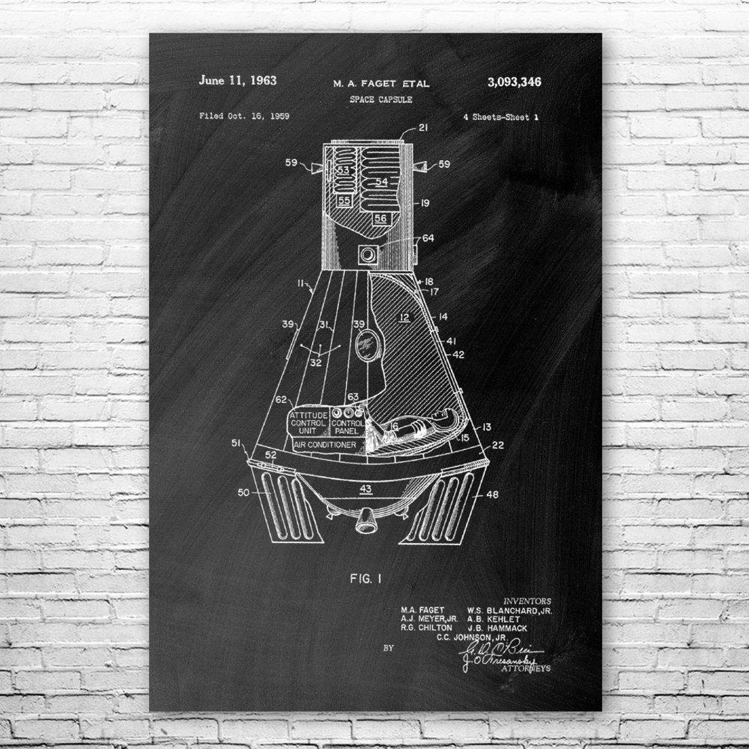 Mercury Space Capsule Poster Print, NASA Wall Art, Astronaut Gift ...