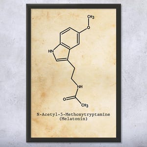 Melatonin Molecule Wall Art | Poster, Canvas or Framed | Neurochemistry ...
