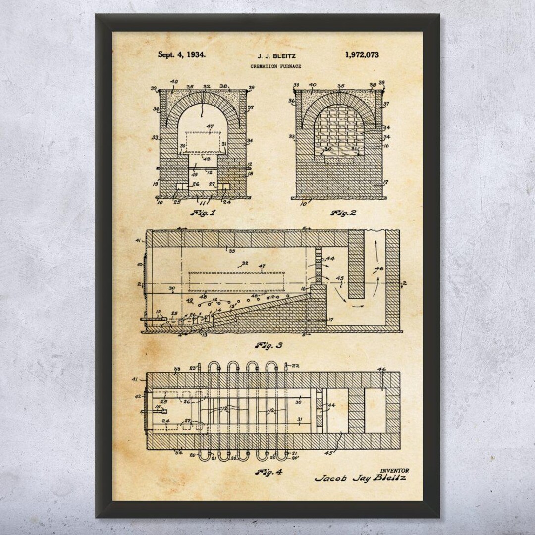Cremation Furnace Patent Wall Art | Poster, Canvas or Framed ...