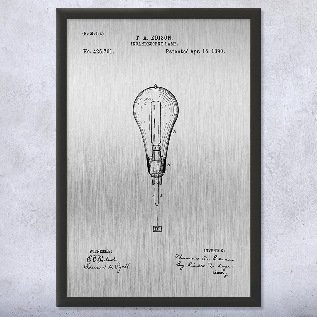 Framed Thomas Edison Light Bulb Wall Art Print, Science Teacher Gift ...